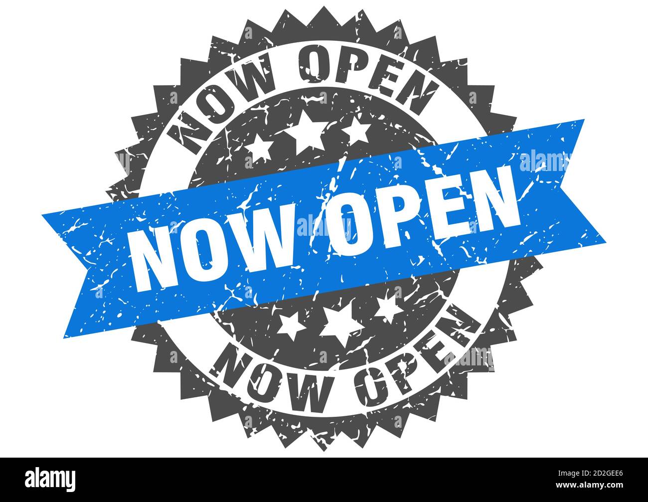 now open stamp. round grunge sign with ribbon Stock Vector Image & Art ...