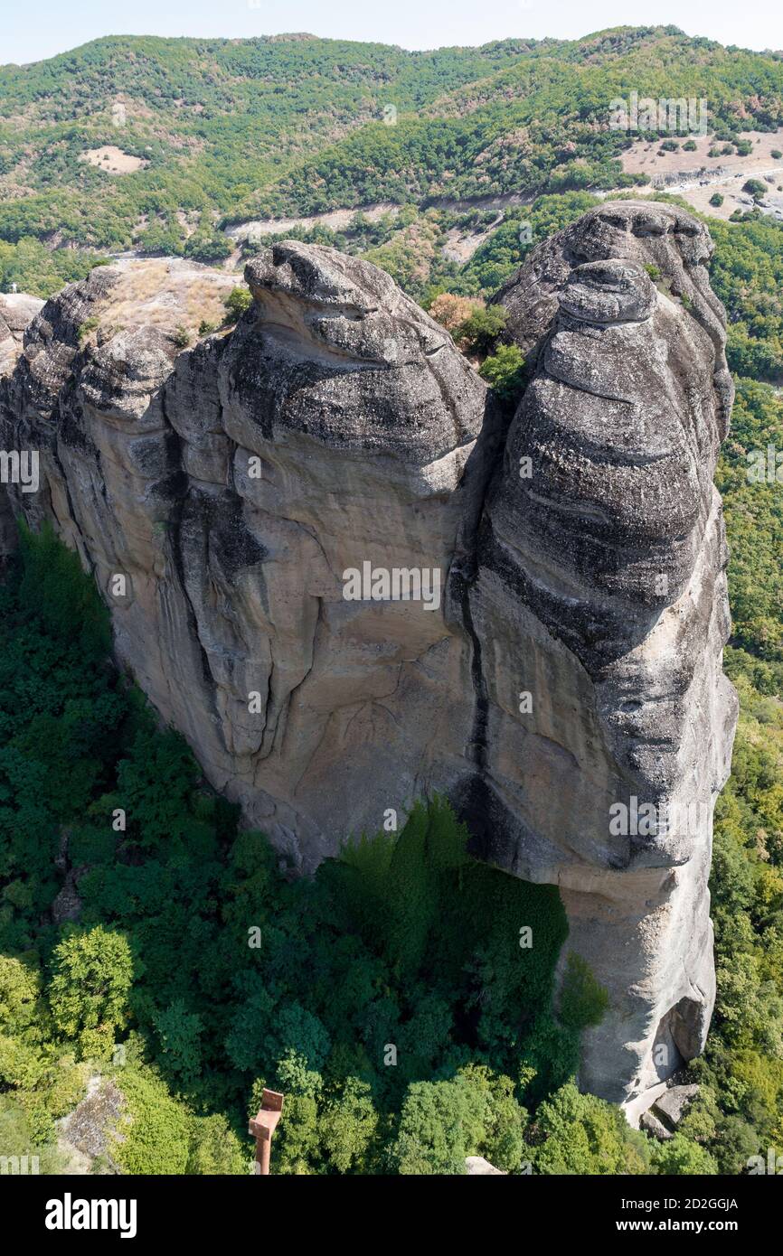 Meteora, a vast complex of giant rock pillars with monasteries ...