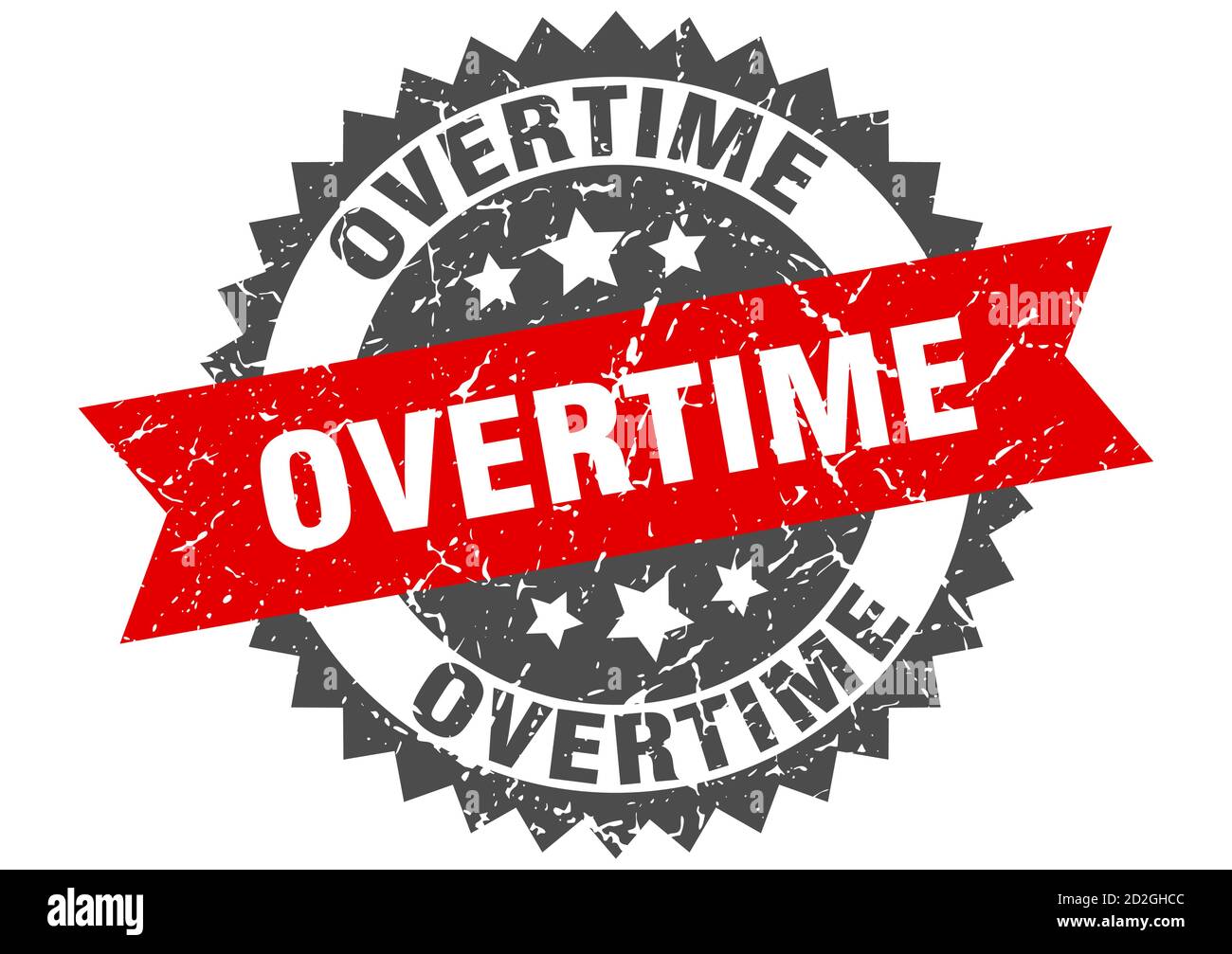 overtime stamp. round grunge sign with ribbon Stock Vector Image & Art ...