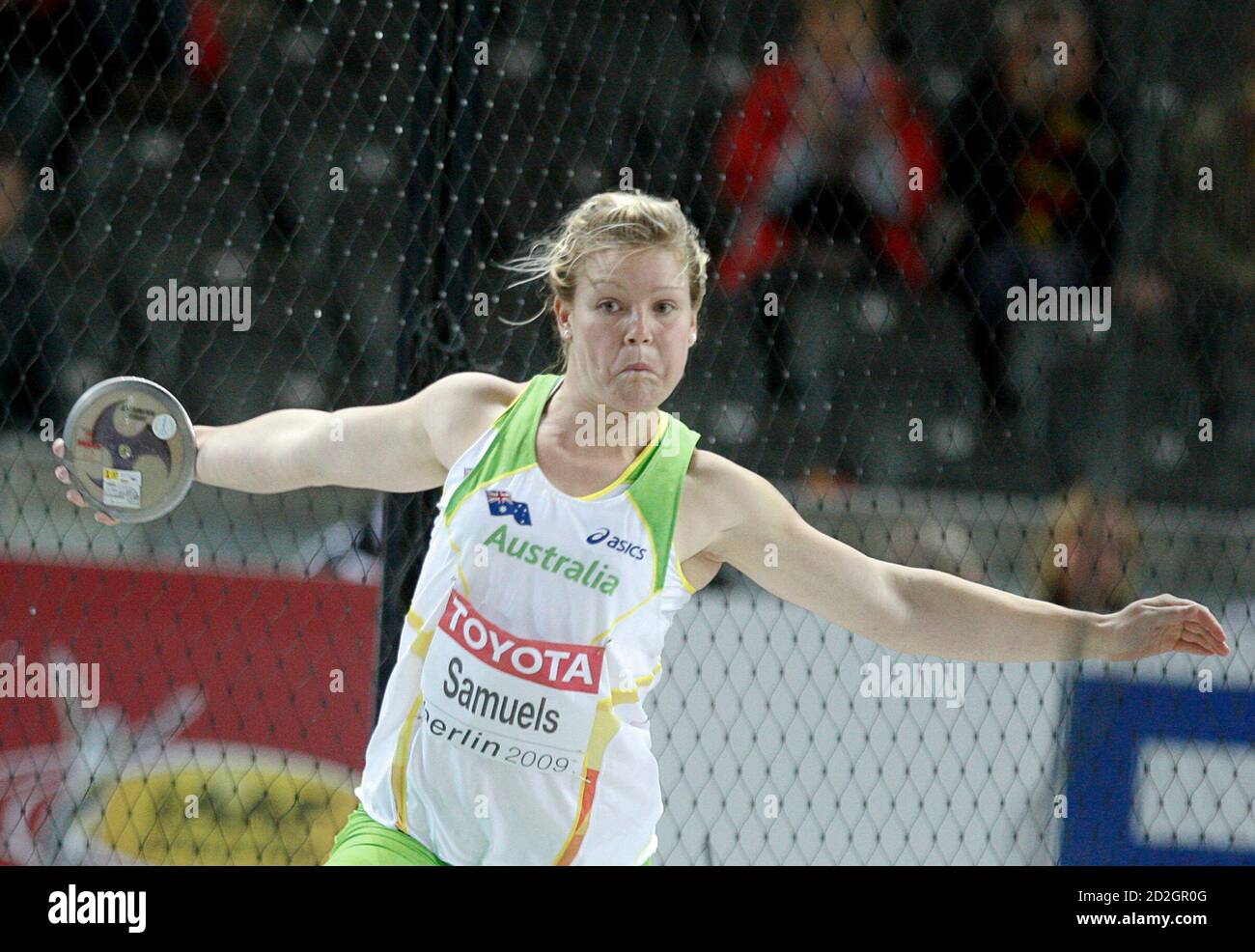 Dani Samuels of Australia competes in the women's discus throw final ...