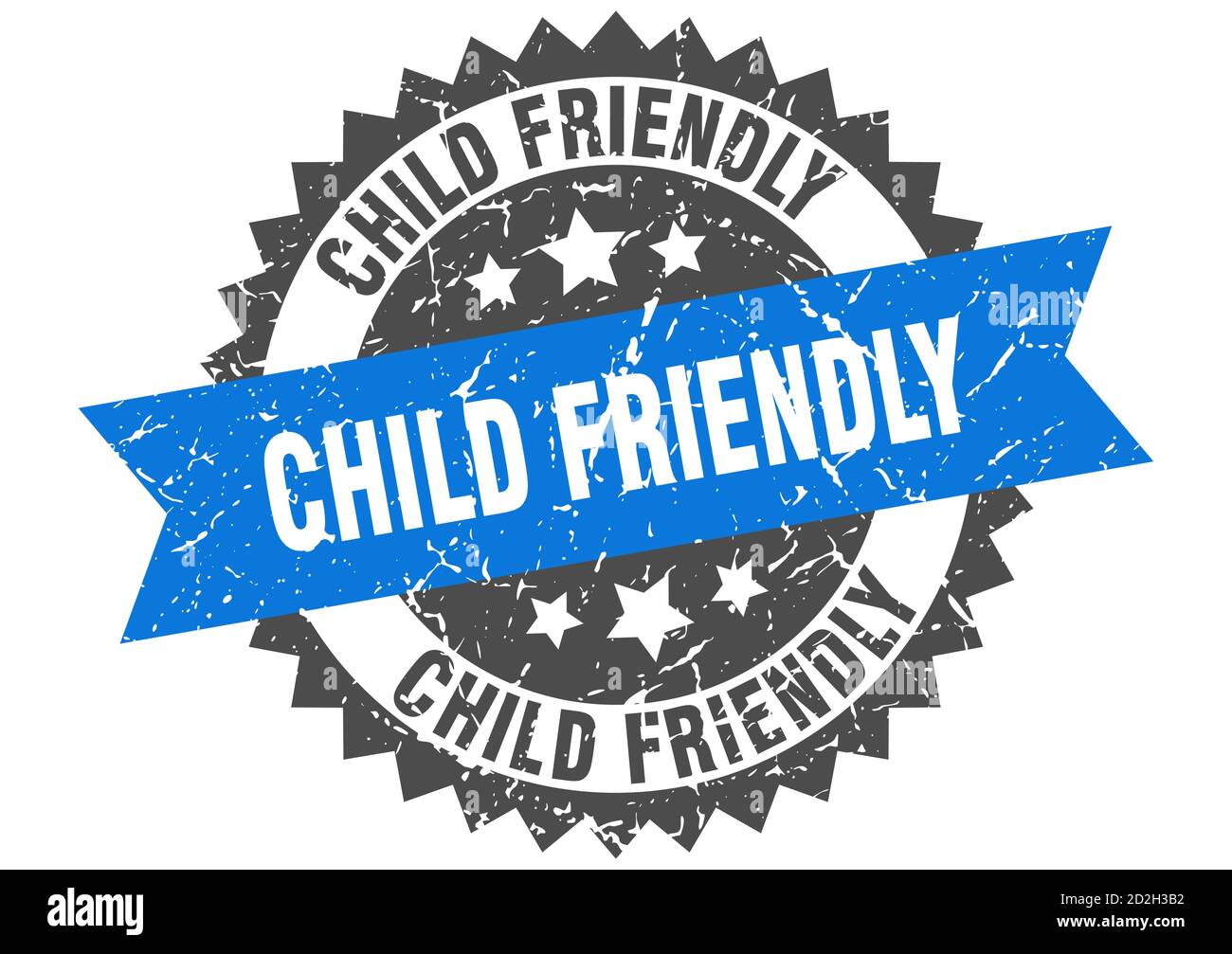 child friendly stamp. round grunge sign with ribbon Stock Vector Image ...