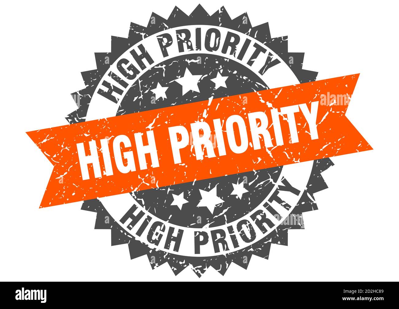 high priority stamp. round grunge sign with ribbon Stock Vector Image ...