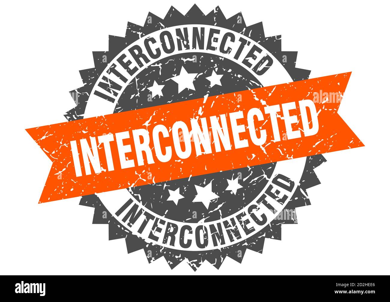 interconnected stamp. round grunge sign with ribbon Stock Vector Image ...