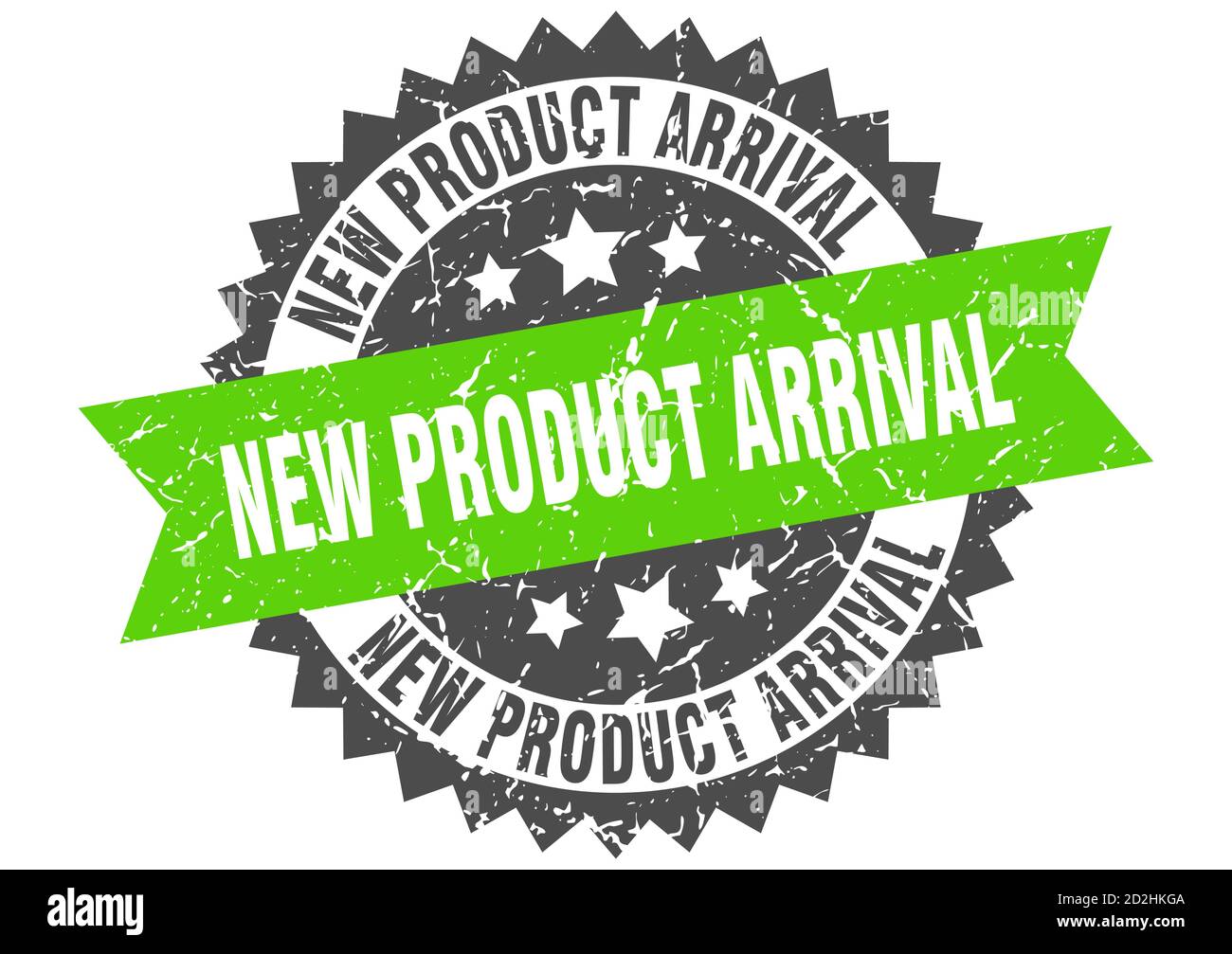 new product arrival stamp. round grunge sign with ribbon Stock Vector ...