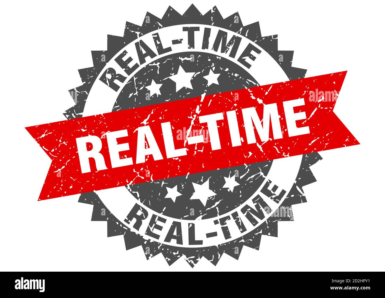 real-time stamp. round grunge sign with ribbon Stock Vector Image & Art ...