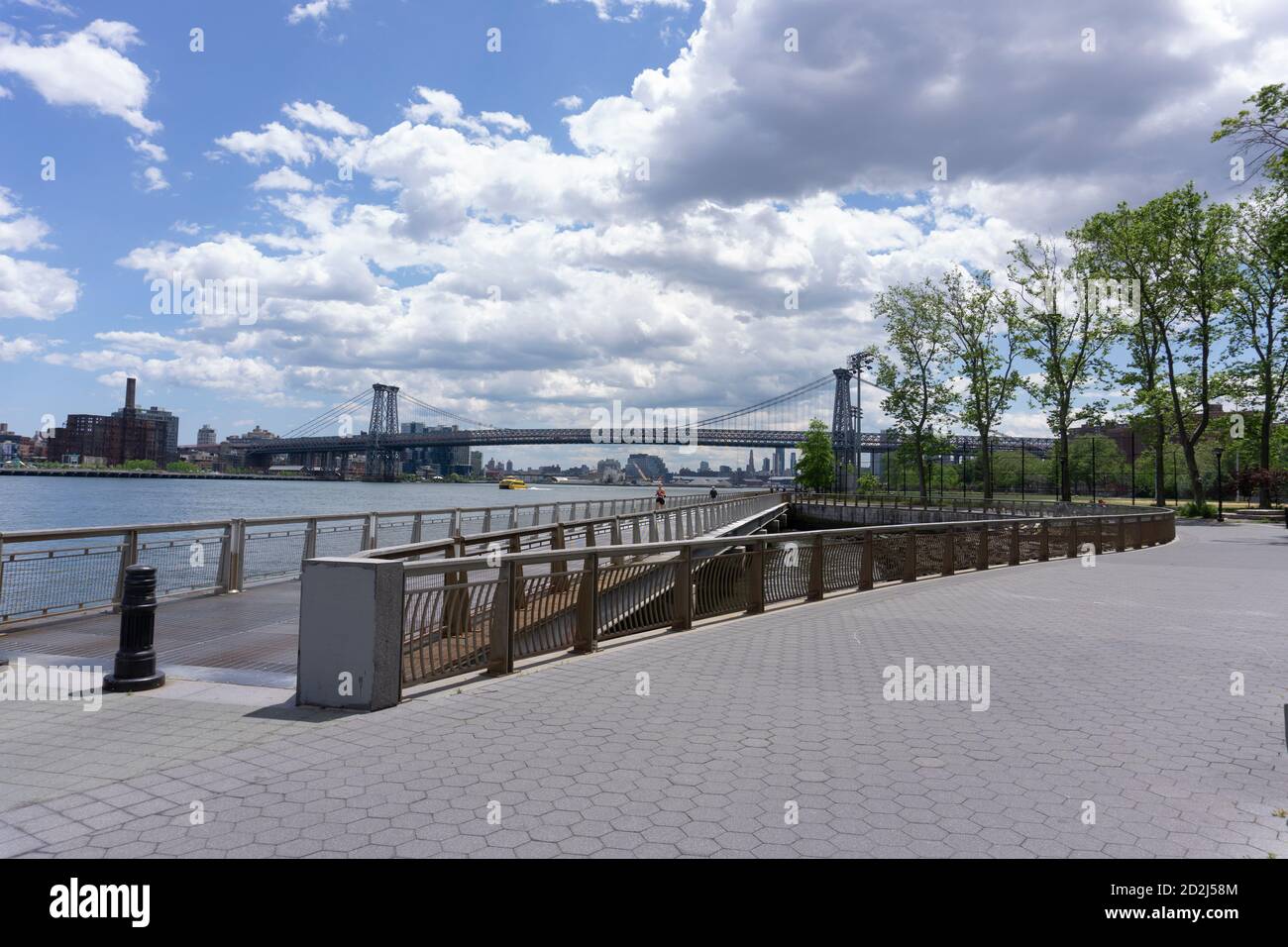 An empty promenade along East River in lower Manhattan Stock Photo - Alamy