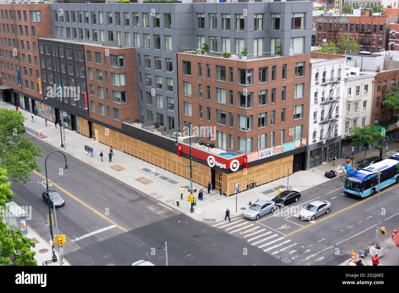 New York, NY - June 1 2020: Target in East Village is boarded up with ...