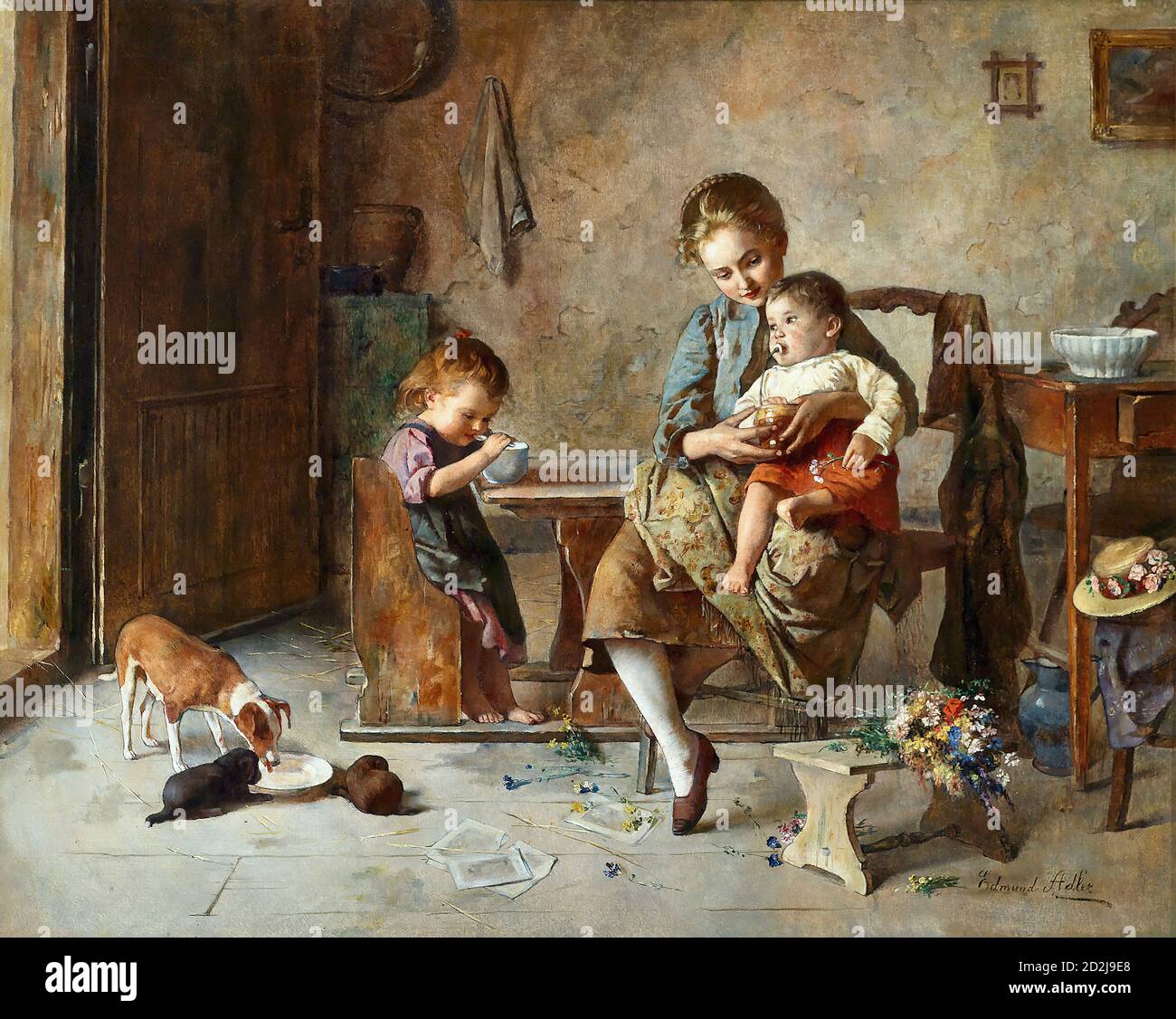 Adler Edmund - Die Jause - Austrian School - 19th Century Stock Photo ...