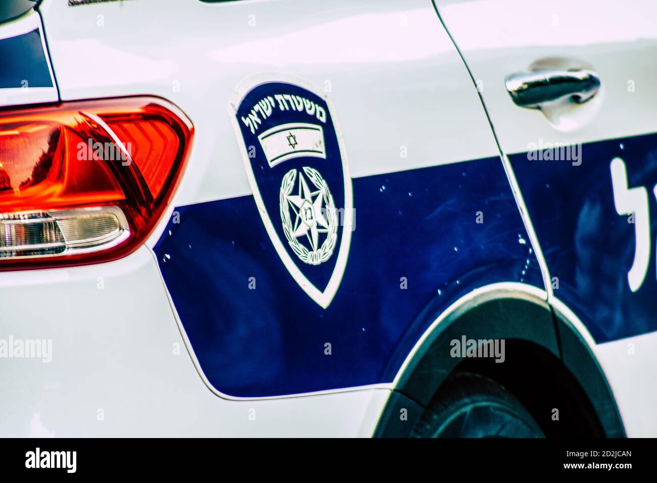 Israeli police car patrolling hi-res stock photography and images - Alamy