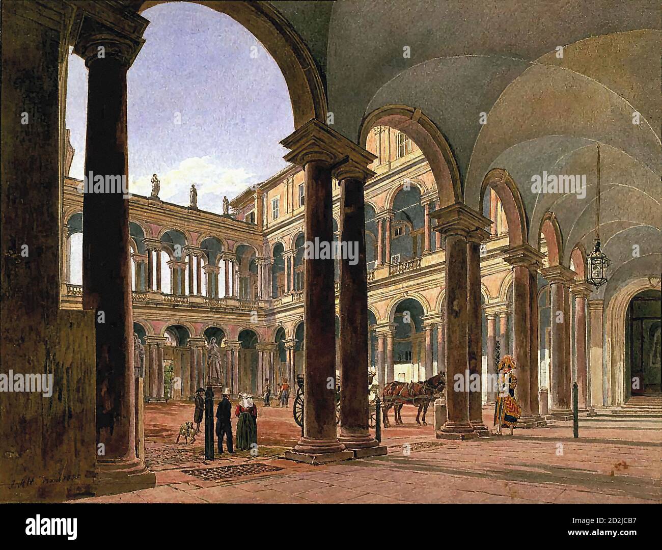 Alt Jacob - Courtyard of the Borghese Palace Rome - Austrian School ...