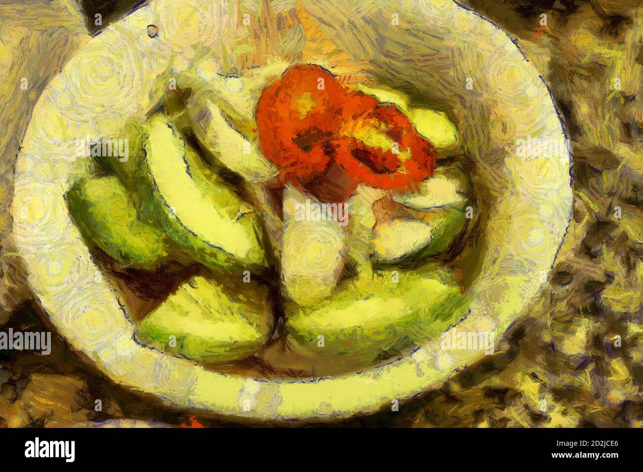 Pickles in a cup Illustrations creates an impressionist style of ...