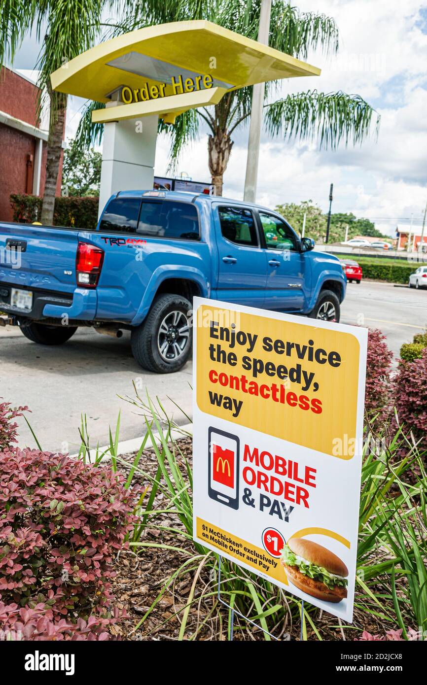 Mcdonalds fast food restaurant drive up thru in window hi-res stock ...