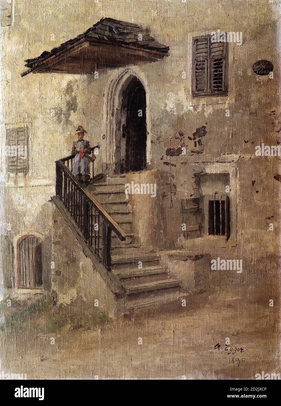 Egger-Lienz Albin - Auf Der Treppe - Austrian School - 19th Century ...