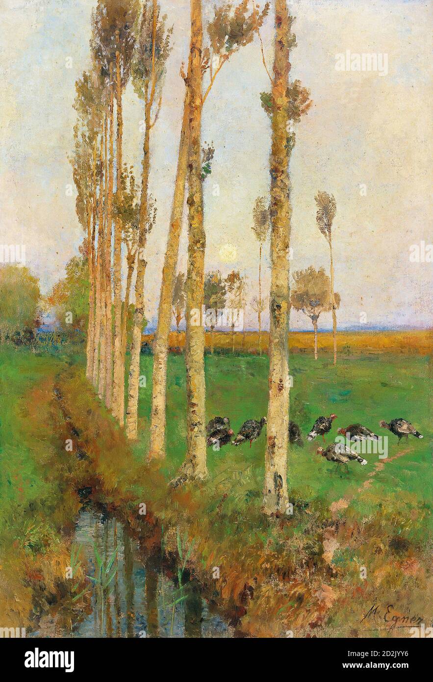 Egner Marie - a Poplar-Lined Avenue with Turkeys - Austrian School ...