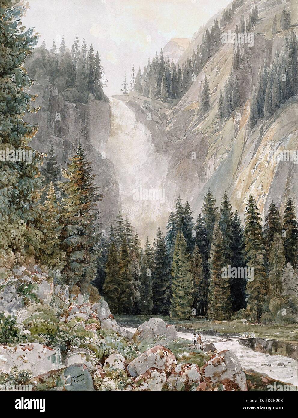 Ender Thomas - a Waterfall in a Forest - Austrian School - 19th Century ...