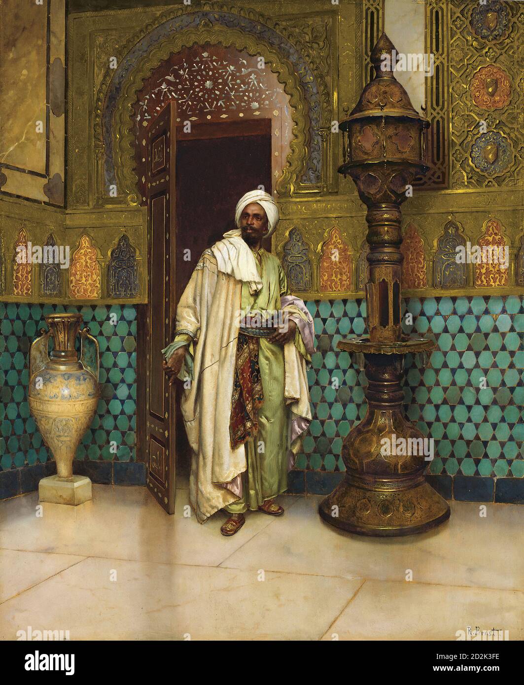 Ernst Rudolf - an Arab in a Palace Interior - Austrian School - 19th ...