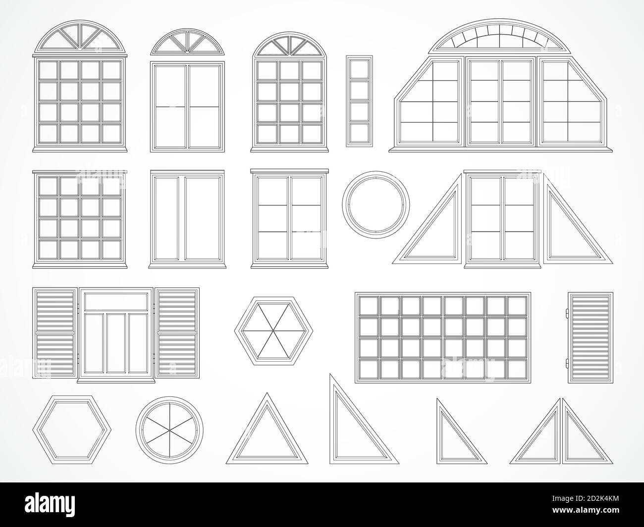 Windows with black shutters Stock Vector Images - Alamy