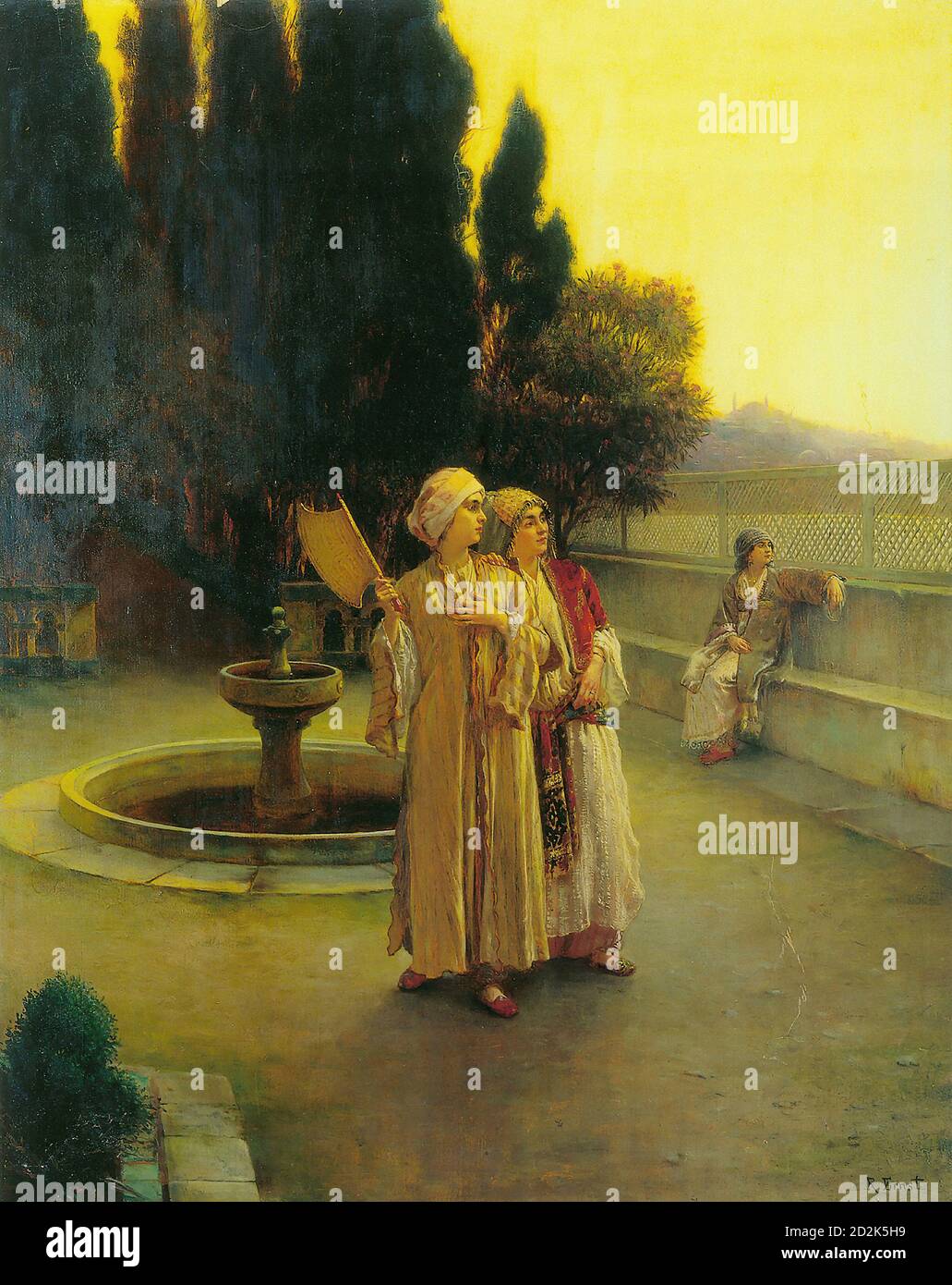 Ernst Rudolf - on the Terrace - Austrian School - 19th Century Stock ...