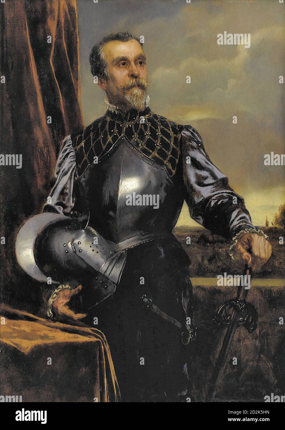 Ernst Rudolf - Portrait of a Man in Armor - Austrian School - 19th ...