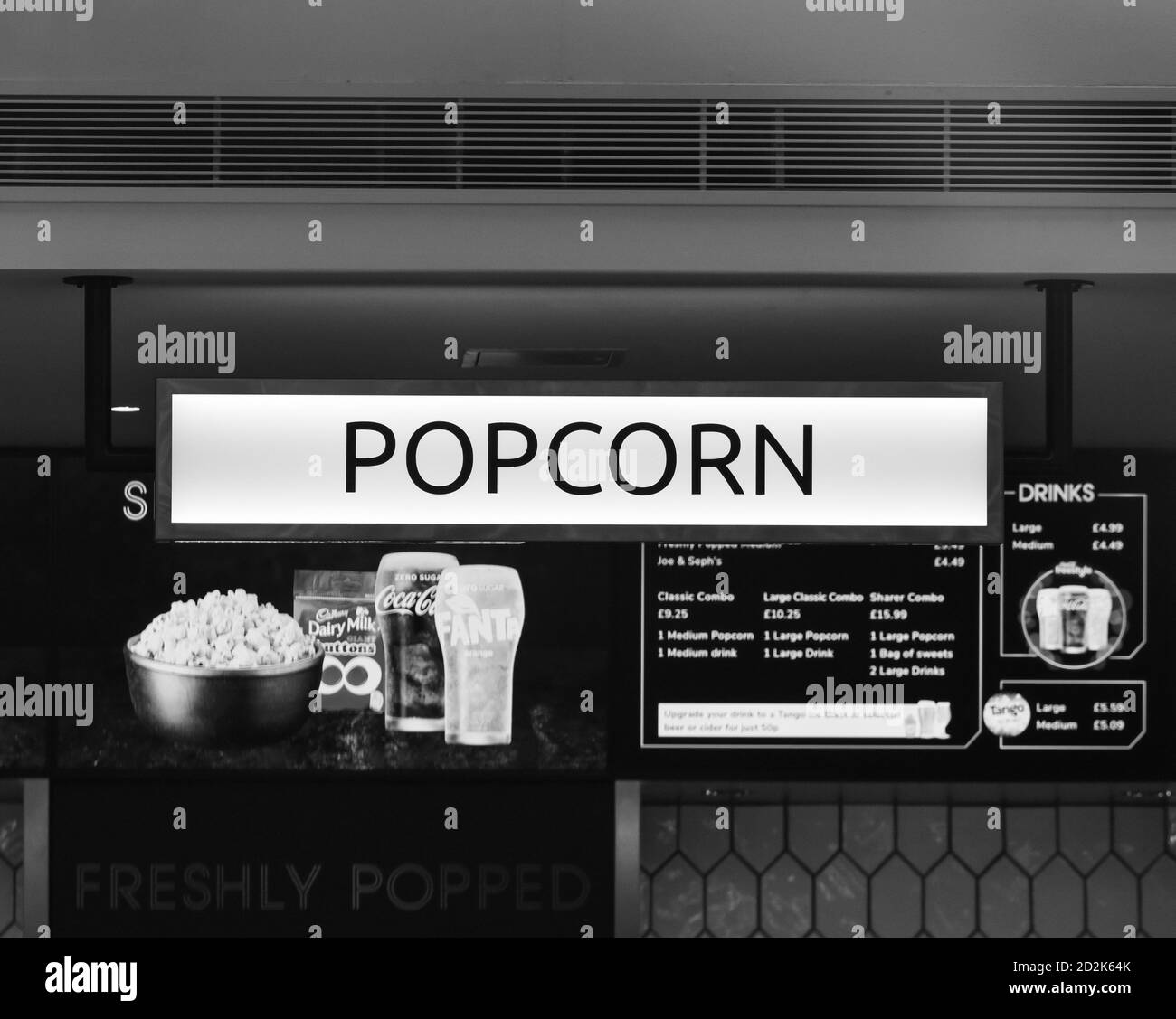 Cinema now open sign Black and White Stock Photos & Images - Alamy