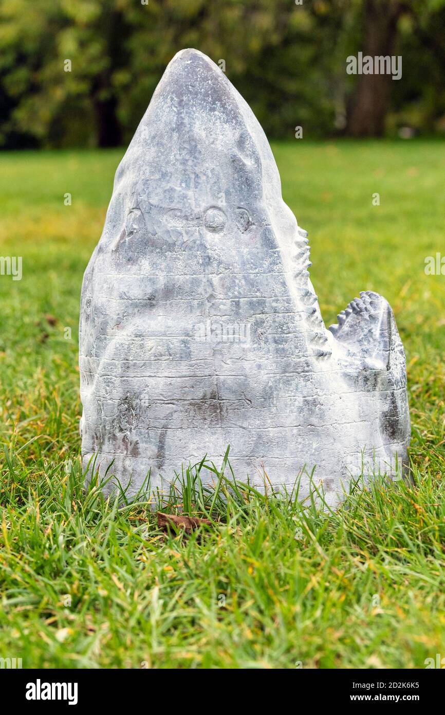 London, UK. 06th Oct, 2020. A sharks head part of Patrick Goddard's ...
