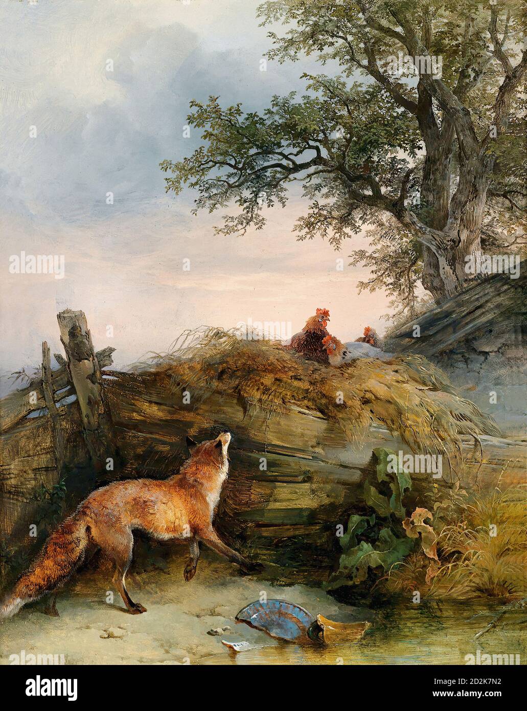 Gauermann Friedrich - Ein Fuchs Auf Hühner Lauernd - Austrian School ...