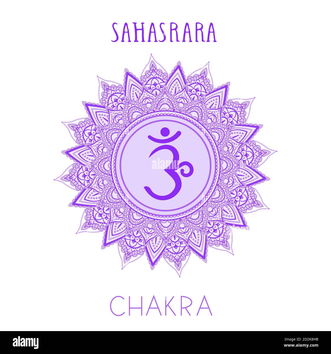Vector illustration with symbol chakra Sahasrara on white background ...