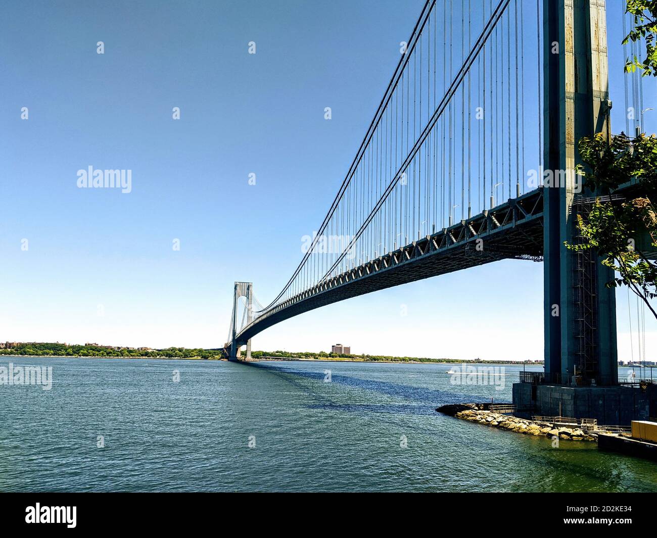 Verrazano bridge connecting Brooklyn to Staten Island on a nice sunny ...