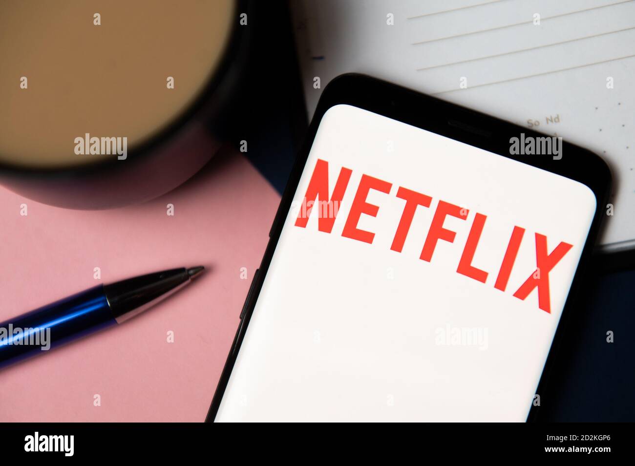 In this photo illustration a Netflix logo displayed on a smartphone ...