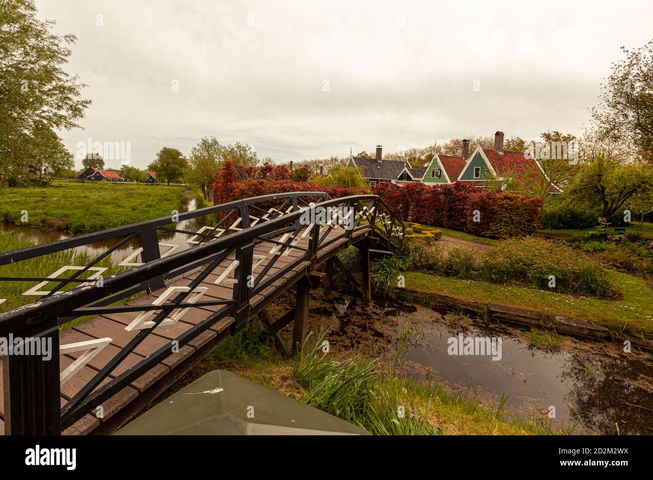 Landscape image of a small village near Hague, Netherlands with a tiny ...