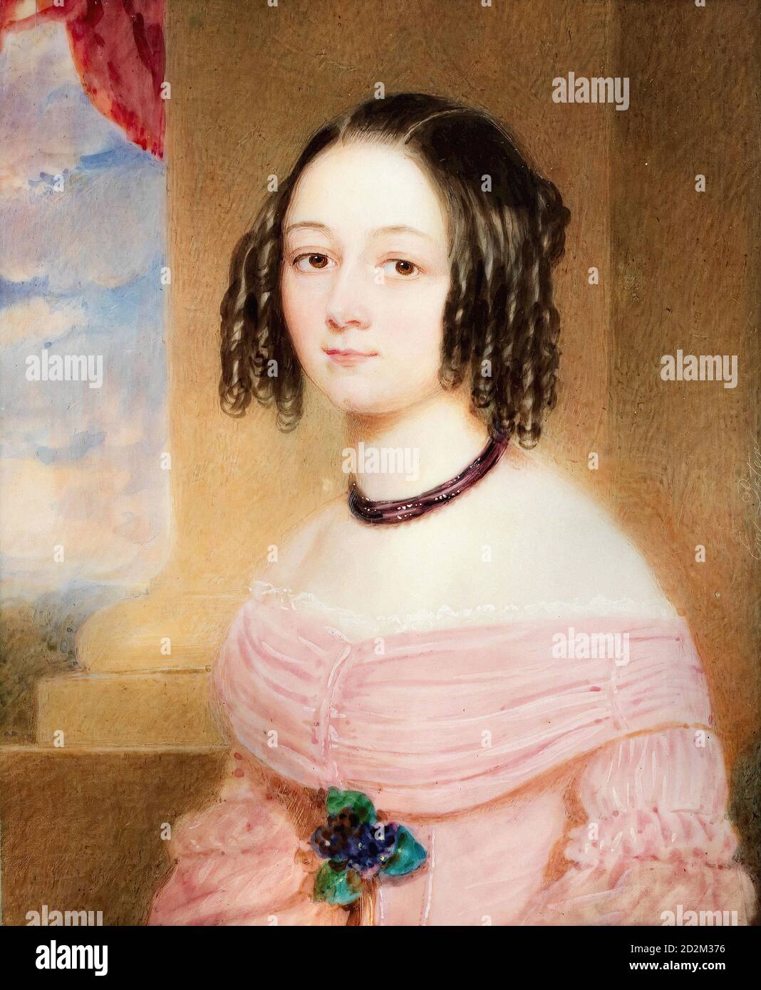 Peter Emanuel Thomas - Portrait of Countess Szechy in a Pink Dress ...