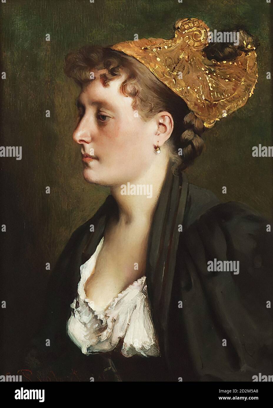 Probst Carl - Portrait of a Young Woman - Austrian School - 19th ...