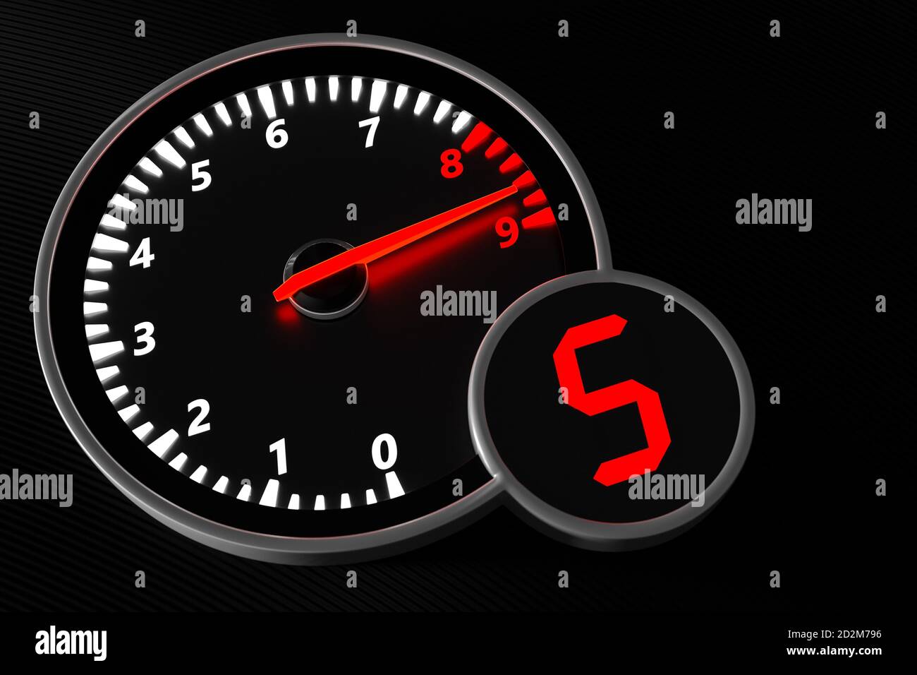 3D illustration car tachometer closeup. Sign and symbol on car ...