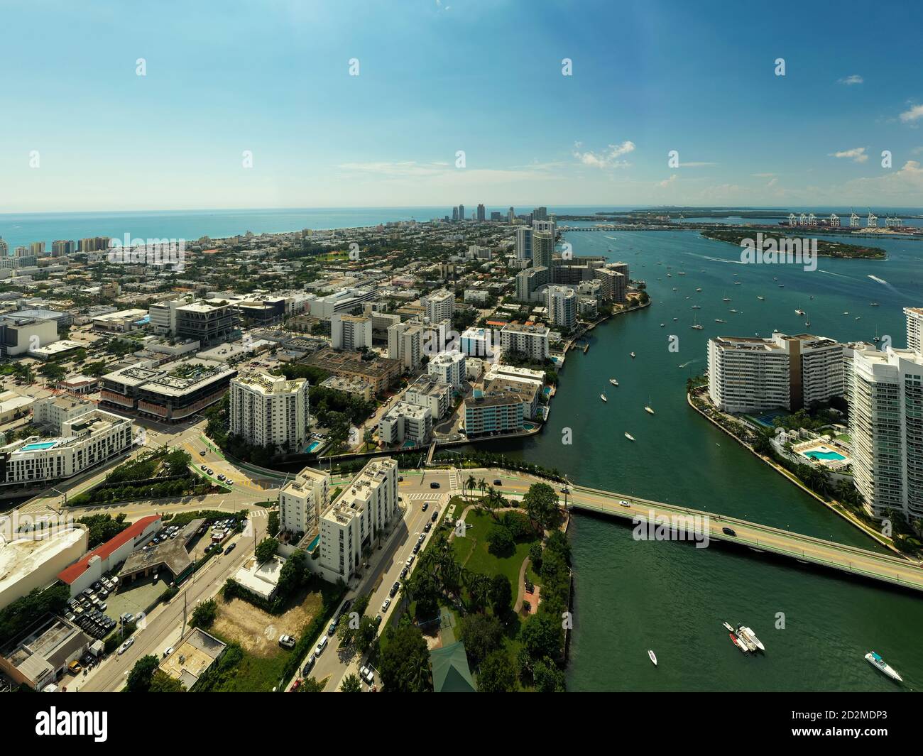 Miami Beach Florida Biscayne Bay aerial point of view Stock Photo - Alamy