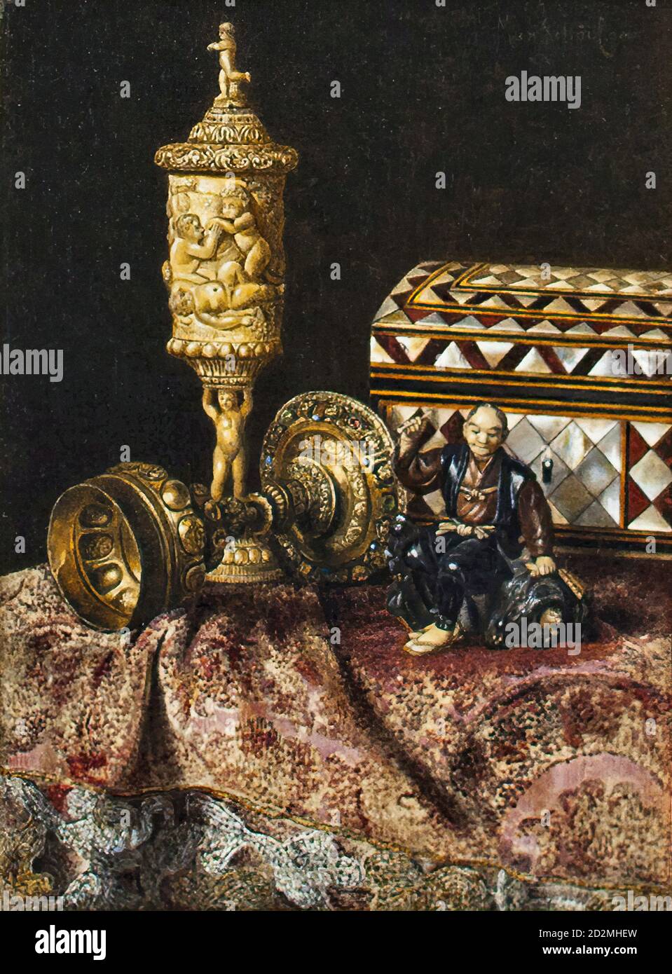 Schodl Max - Still Life of Objects on a Tabletop 2 - Austrian School ...