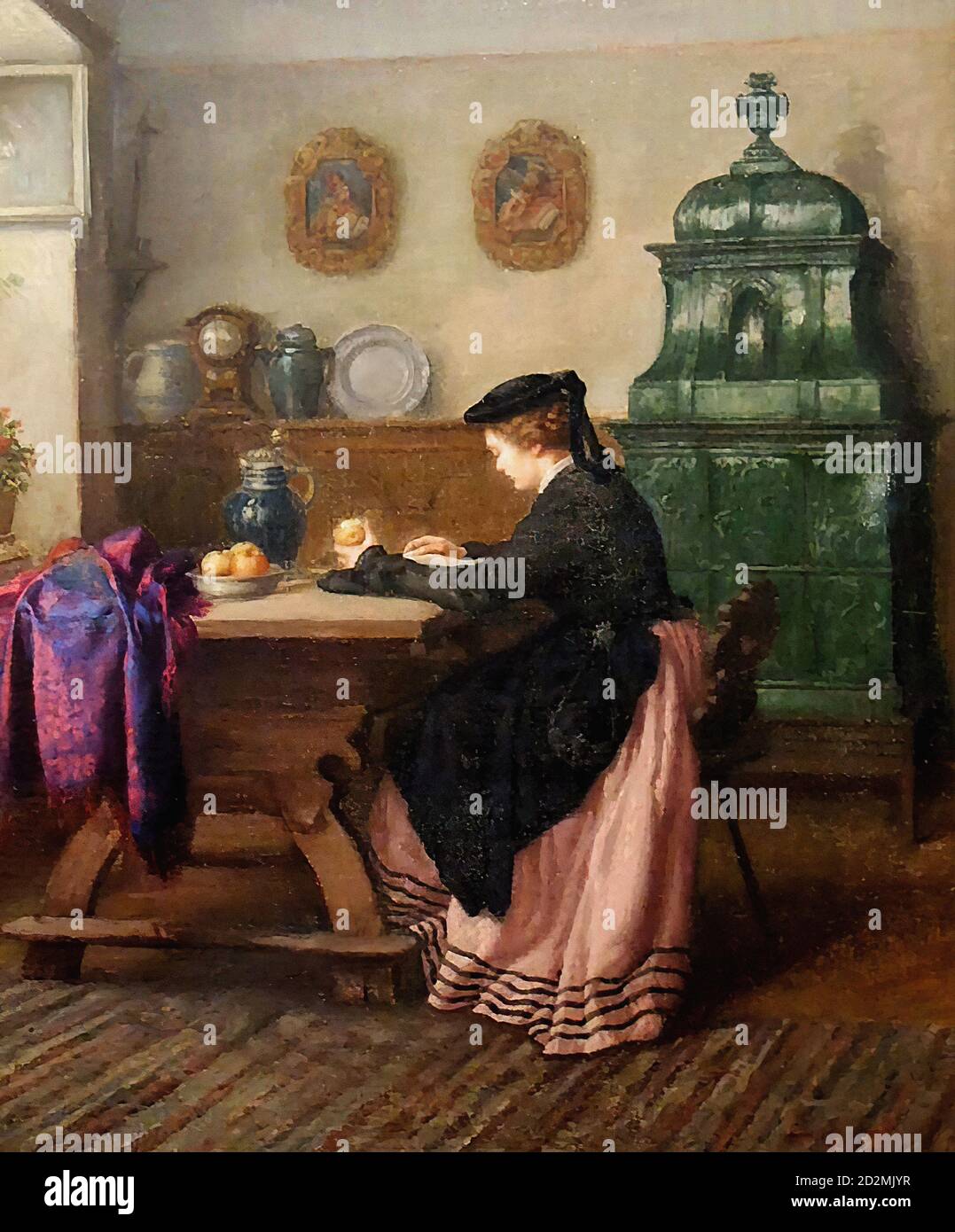 Schuster Karl Maria - Reading Woman - Austrian School - 19th Century ...