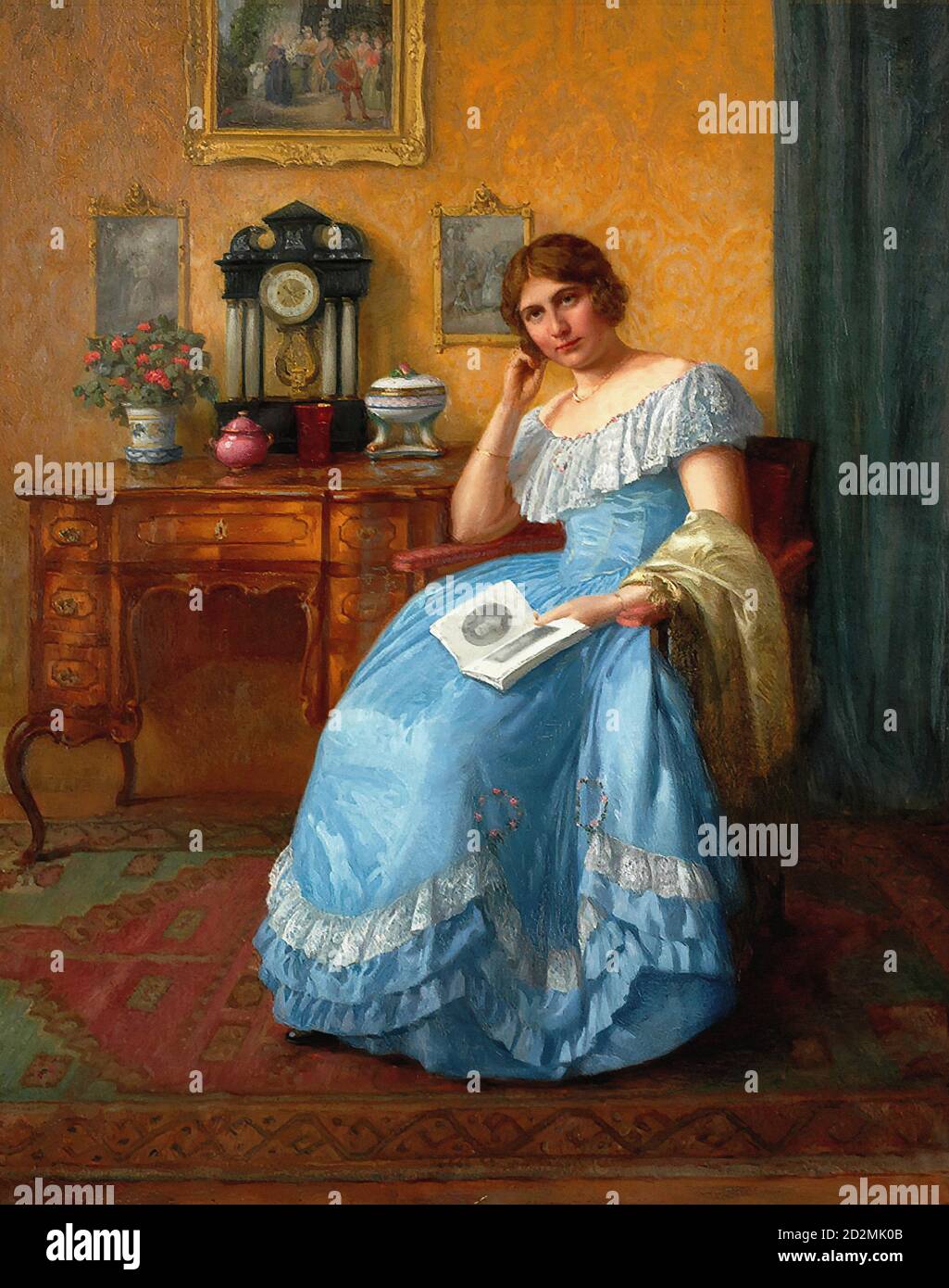 Woman in blue dress painting hi-res stock photography and images - Alamy