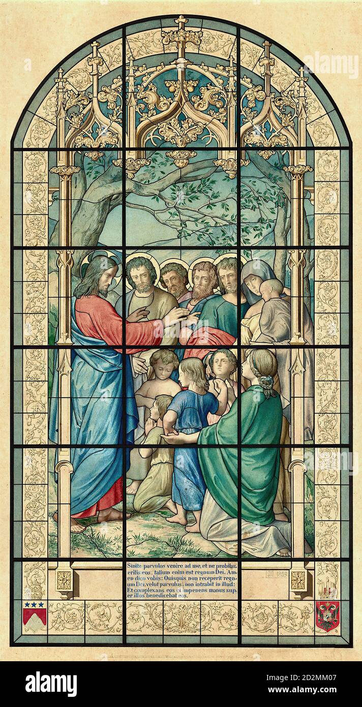 Schwind Moritz Von - Christ Blessing the Children - Austrian School ...