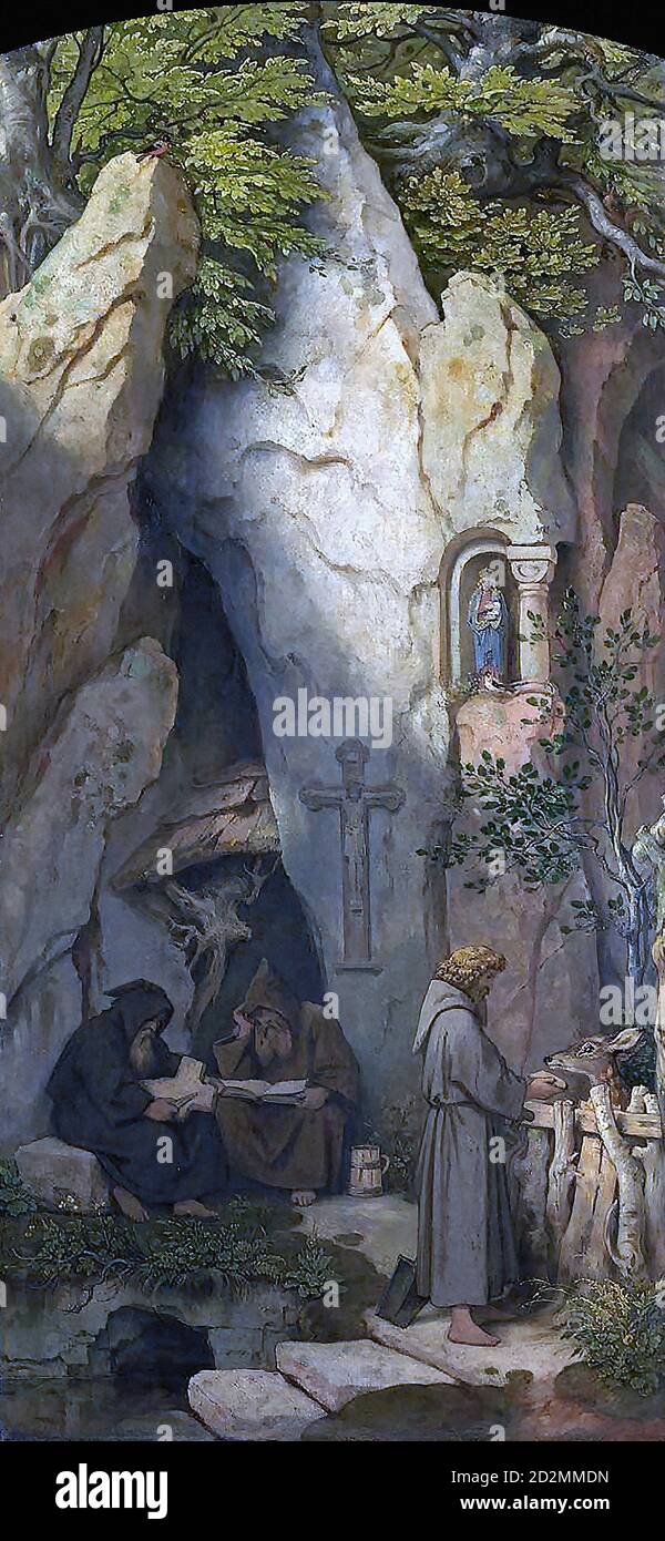 Schwind Moritz Von - Hermits in a Rock Grotto - Austrian School - 19th ...