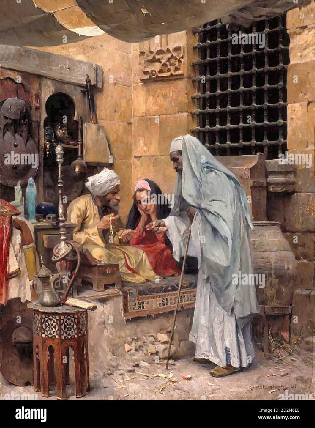 Wilda Charles - at the Bazaar - Austrian School - 19th Century Stock ...