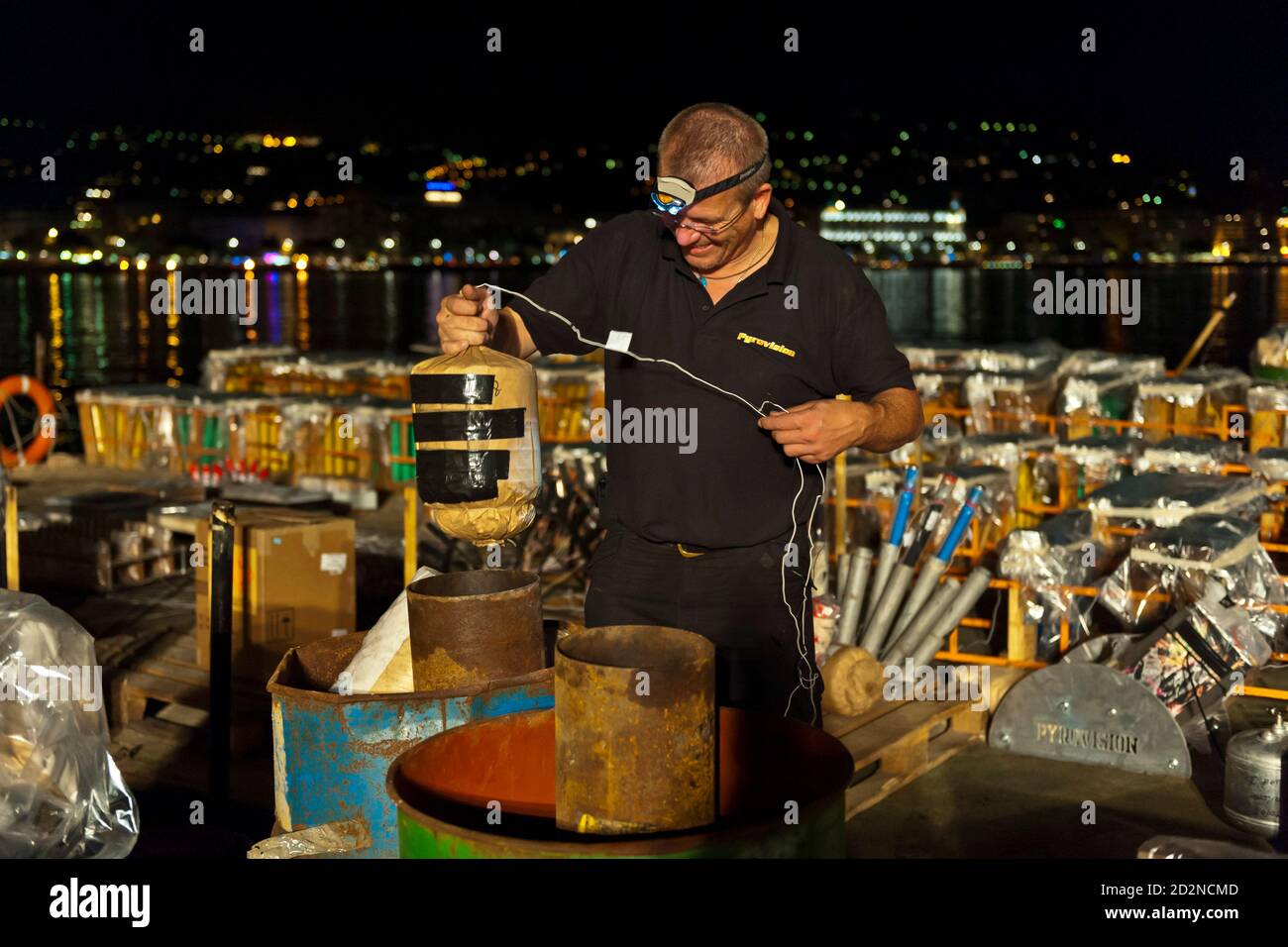 CANNES, FRANCE - AUG 15, 2009: Austrian Fireworkers from Team ...