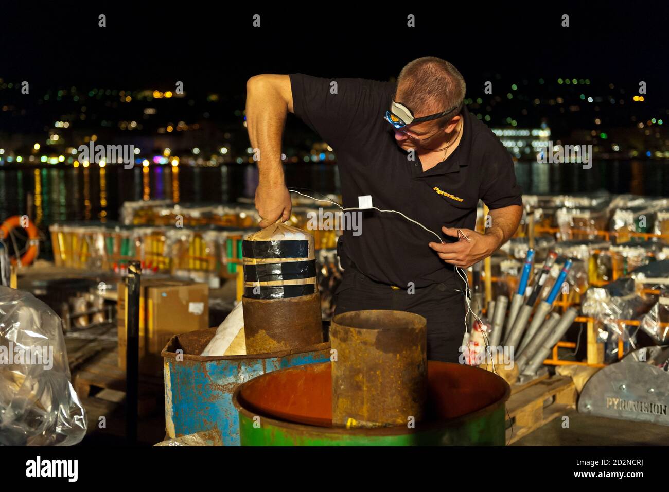 CANNES, FRANCE - AUG 15, 2009: Austrian Fireworkers from Team ...