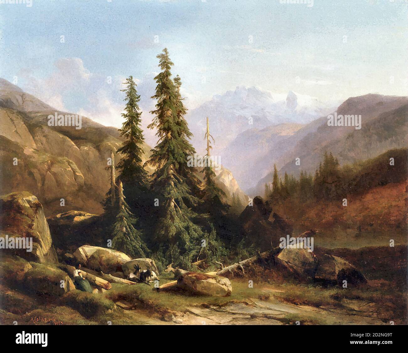 Calame Alexandre - Alps with Fir Trees - Swiss School - 19th Century ...