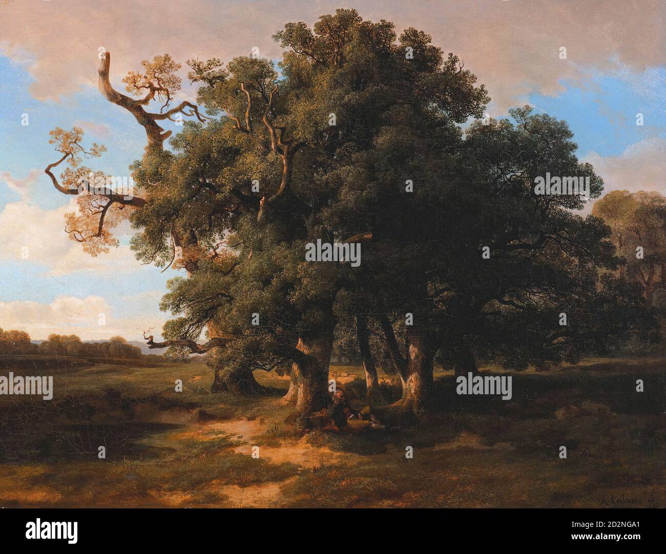 Calame Alexandre - a Wooded Landscape with Resting Figure - Swiss ...