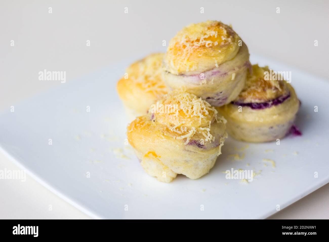 Ube ensaymada at a resort buffet in Bohol Stock Photo - Alamy