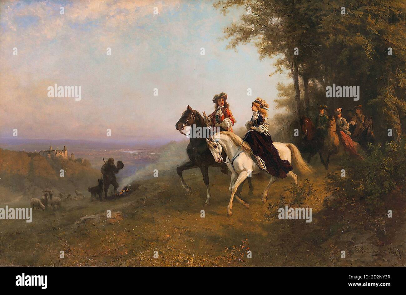 Schlesinger Carl - the Morning Ride - Swiss School - 19th Century Stock ...