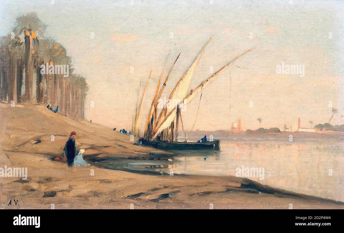 Veillon Auguste Louis - Middle Eastern Harbour Scene - Swiss School ...