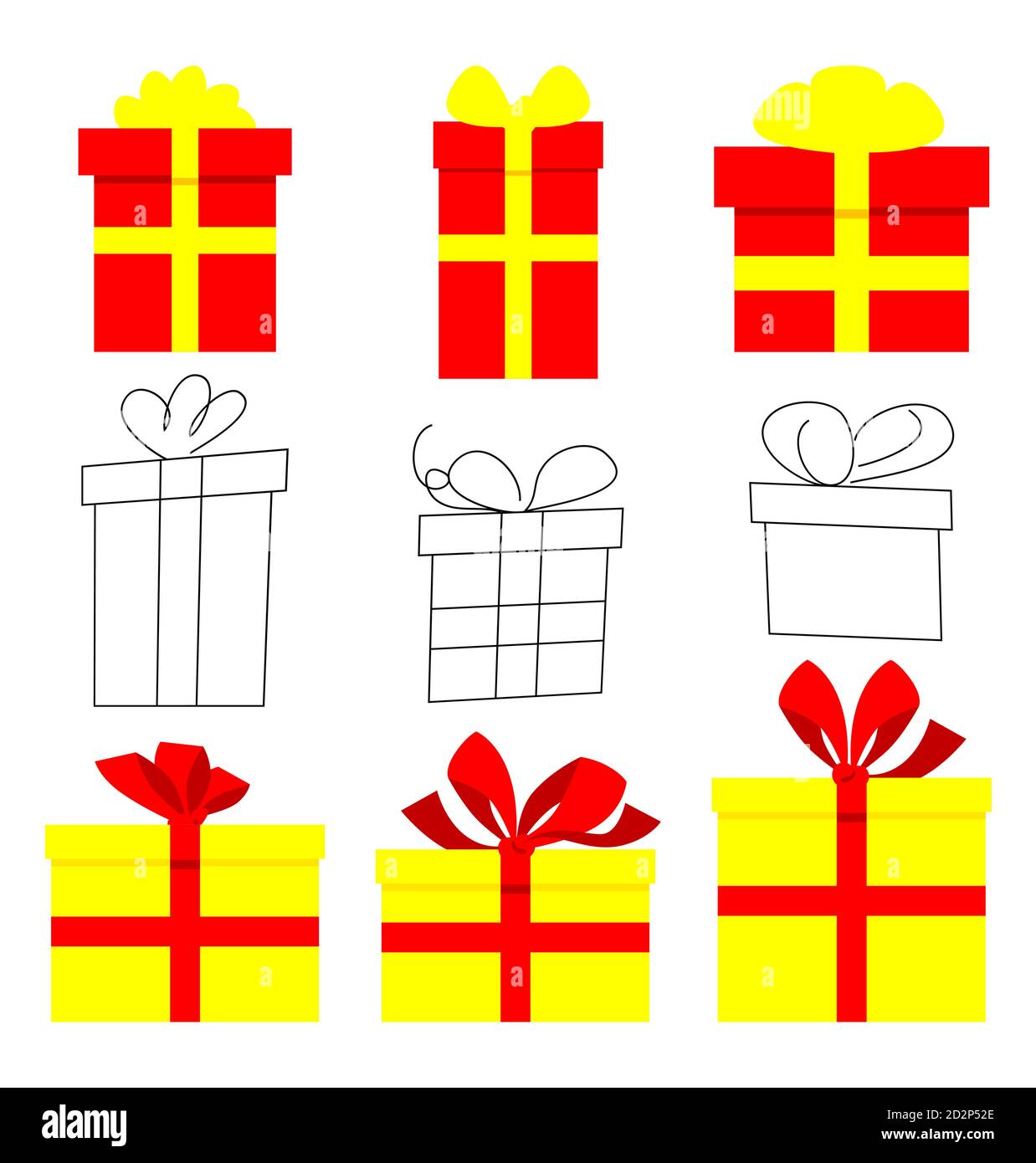 Cartoon illustrated Gift box vector icon set. Collection for Birthday ...