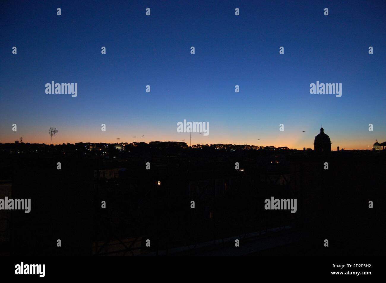 Rome skyline silhouette in the sunset light Stock Photo - Alamy