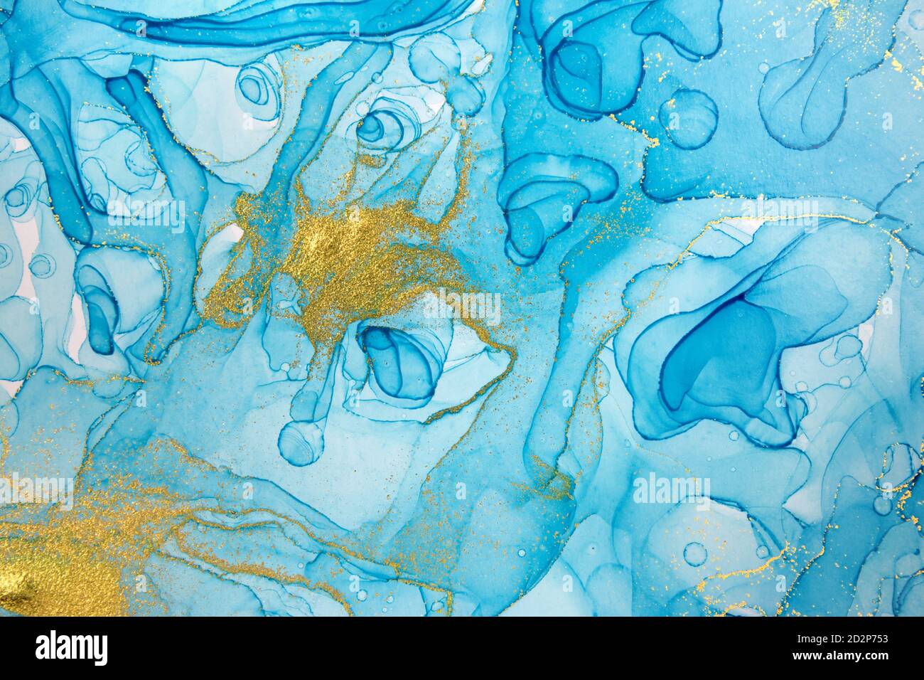Alcohol ink blue transparent background. Ocean style watercolor drops ...